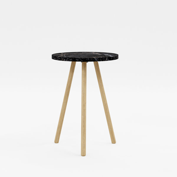 George Oliver Intergo Round Side Table, Single Nesting Coffee Table With Wooden Legs, Modern ...